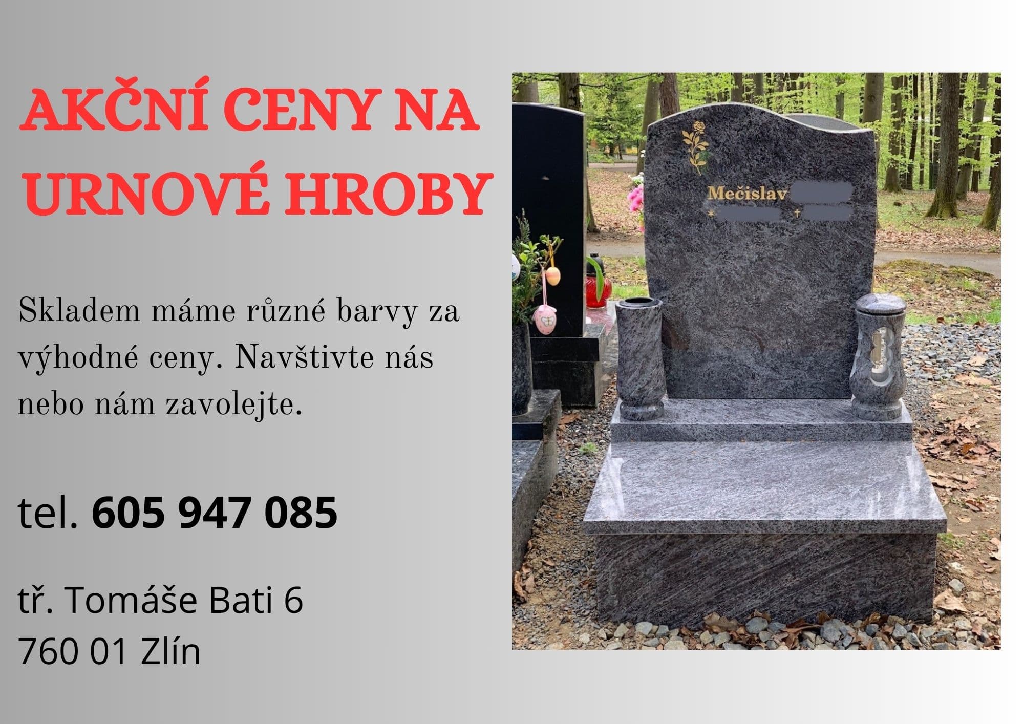 Vyrábíme urnové hroby, jednohroby, dvojhroby, pískování, rekonstrukce ...